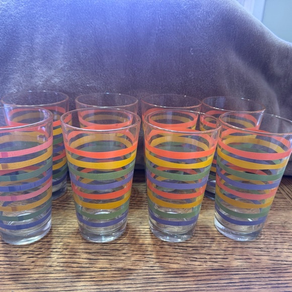 Libbey | Kitchen | Vintage Multicolor Striped Glass Set | Poshmark